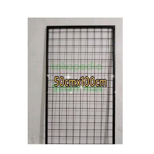 Jual Ram besi bingkai hitam 50x100 cm rak gantungan dinding pot argo ...