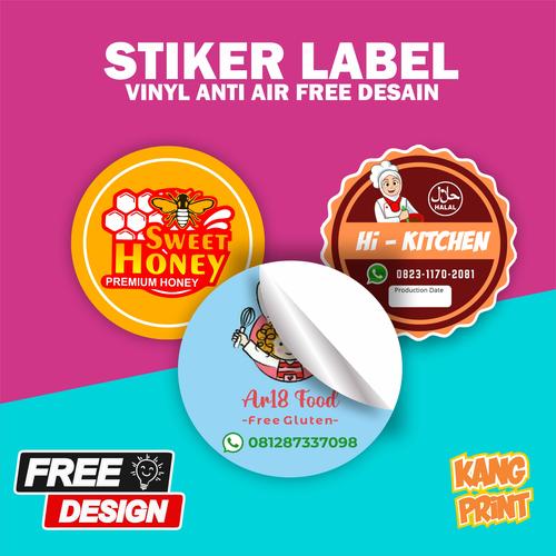 Jual Cetak Stiker Label Makanan Minuman Vinyl anti air Harga Ekonomis ...