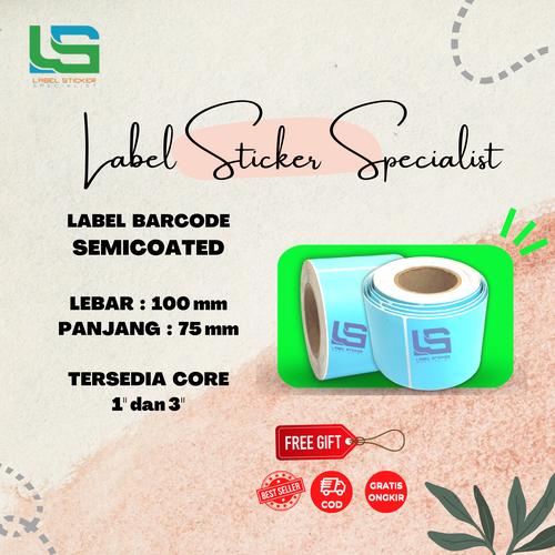 Jual LABEL BARCODE SEMICOATED 100X75 MM STICKER 10X7.5 CM HIJAU 1000 ...
