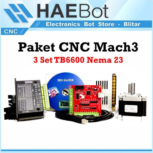 Jual [HAEBOT] Paket CNC Mach3 USB 3 Set TB6600 Nema 23HS5628 Stepper ...