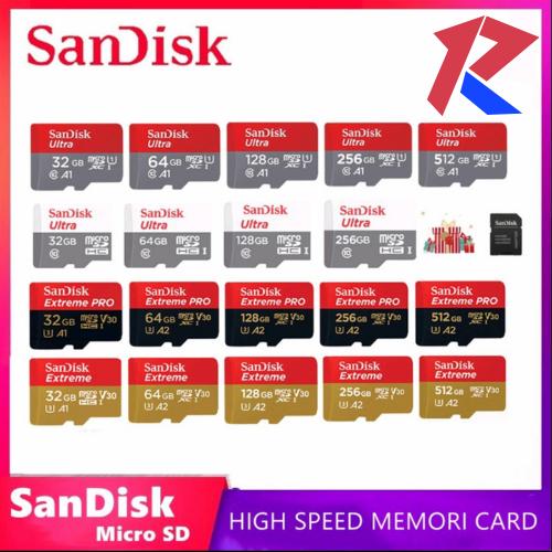 Jual Original 100% Memori Kamera Micro SD 16/32/64/128/256/512 GB Class ...