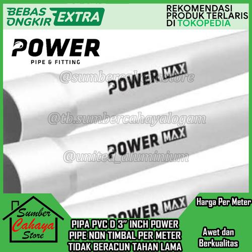 Jual PIPA PVC D 3 inch POWER NON TIMBAL PER 1 METER PRALON PARALON PIPE - Putih - Kota Palembang ...