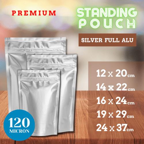 Jual STANDING POUCH ZIPPER SILVER ALU FOIL - PLASTIK KLIP BUBUK SNACK ...