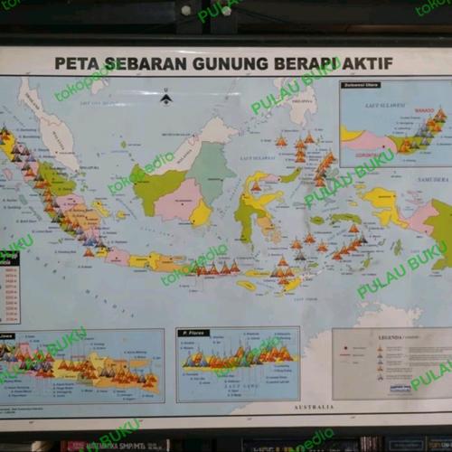 Jual PETA BINGKAI SEBARAN GUNUNG MERAPI AKTIF - Kota Bandung - PULAU BUKU | Tokopedia
