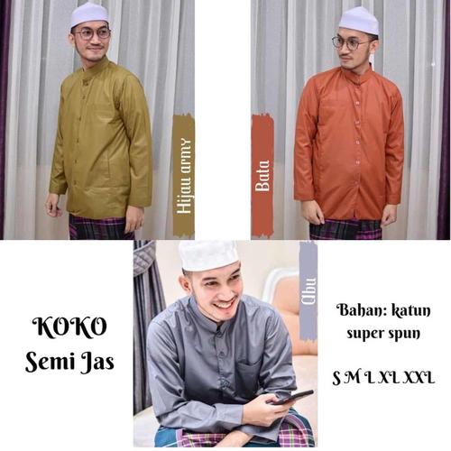 Jual Baju koko semi jas pria | Baju Muslim Semi Jas EUFRAT Lengan ...