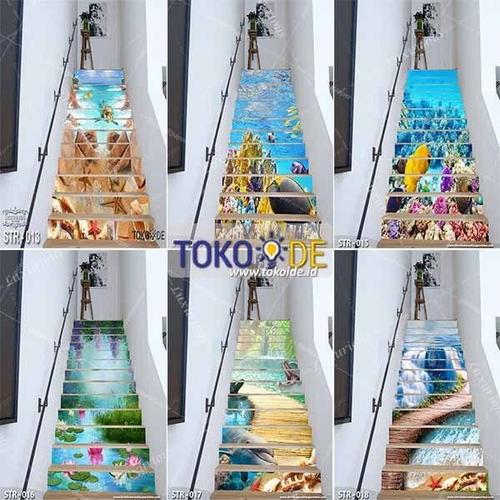 Jual 3D Wallpaper Custom , Wall Stiker Tangga Jembatan Pantai Ikan Laut ...
