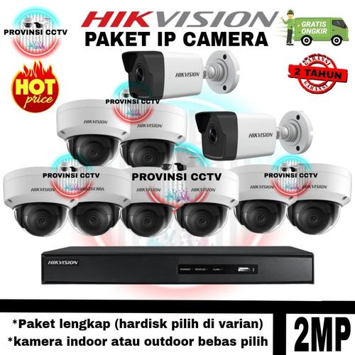 Jual PAKET CCTV IP CAMERA HIKVISION 2MP 16 CHANNEL 10 KAMERA IP CAM POE ...