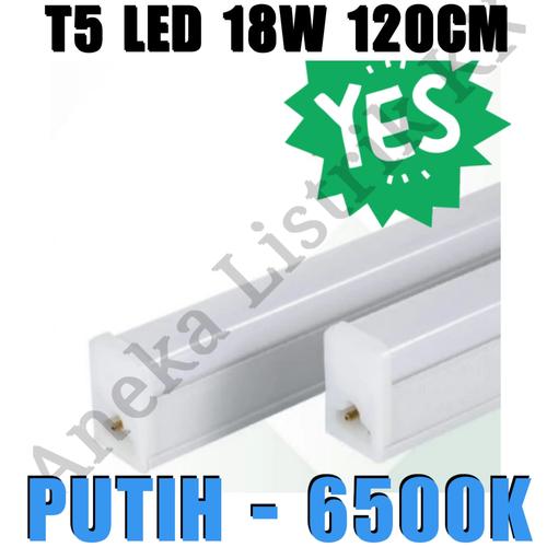 Jual Lampu TL NEON T5 LED 18W 120cm TUBE 120cm 18watt PUTIH - COLOKAN KAKI 3, TANPA BUBBLE ...