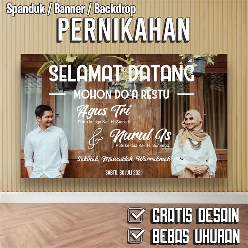 Jual Spanduk pernikahan selamat datang banner pernikahan mohon do'a restu - Lebar 50 cm - Kota ...