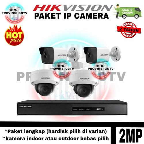 Jual PAKET CCTV IP CAMERA HIKVISION 2MP 4 CHANNEL 4 KAMERA IP CAM POE ...