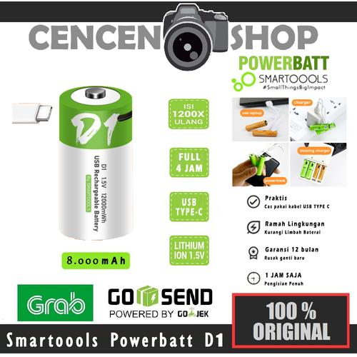 Jual Baterai Cas Smartoools PowerBatt D Type-C USB Rechargeable Battery ...