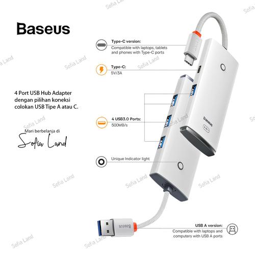 Jual Baseus Converter Adapter Splitter Hub USB 3.0 4 Port Type A / C ...