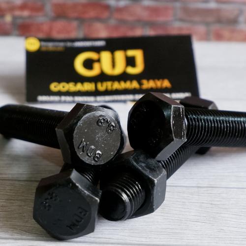 Jual Mur Baut Baja M16x50 / Hex Bolt + Nut Pitch 2,0 Kunci 24 / Grade 8 ...