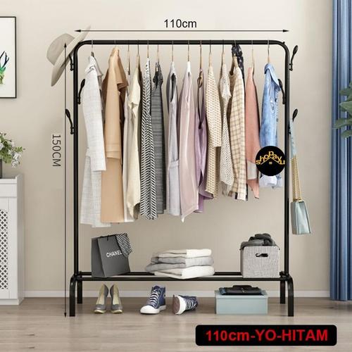 Jual Gantungan baju rak besi rak jemuran portable stand hanger single ...