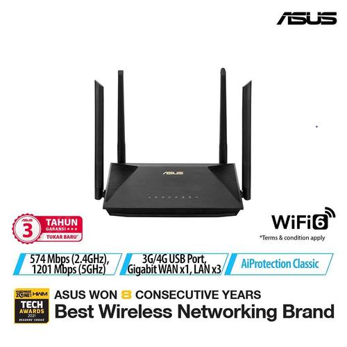 Promo ASUS ROUTER RT-AX53U WIFI 6 802.11AX AX1800 DUAL-BAND GIGABIT ...