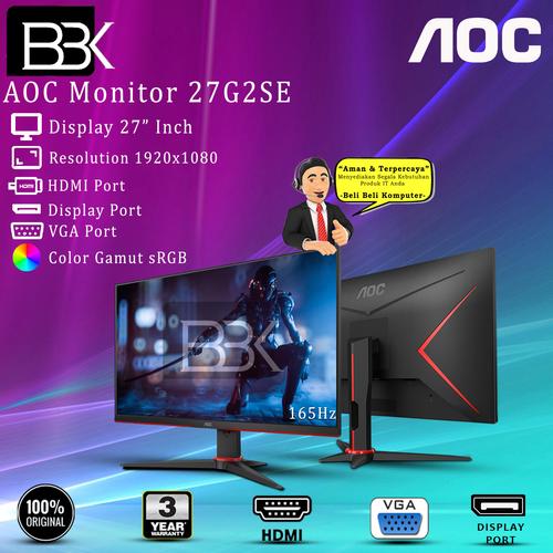 Jual Monitor AOC 27G2SE 27" FHD 165Hz 1ms sRGB 122% HDMI DP VGA 3Yr ...