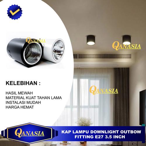 Jual Kap Lampu Plafon Downlight Outbow E27 3 inch Bulat 3,5 inch Kotak ...