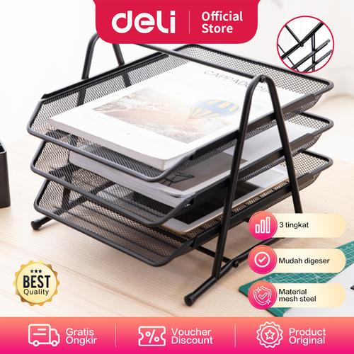 Jual Deli E9181 File Tray/Tray Dokumen-3-tier Mesh File Tray - Kab ...