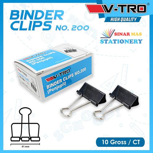 Jual Binder Clips V TRO No 200 Clip Binder Hitam Penjepit kertas (12 ...