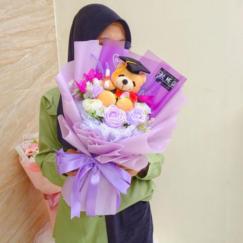 Jual Graduation Flower Bouquet Artificial / Buket Bunga Wisuda - Ungu ...