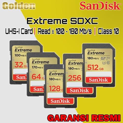 Jual SanDisk Extreme SDHC / SDXC Card UHS-I 32GB 64GB 128GB 256GB Resmi - 128GB 180MBS - Jakarta ...