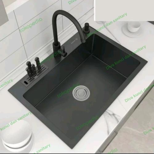 Jual Kitchen sink 7545 hitam komplit kran pipa hitam - Jakarta Pusat ...