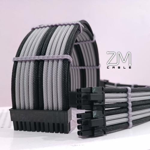 Jual Custom Sleeve Extension PSU Cable Kit - Black Silver - 4 Pin CPU ...