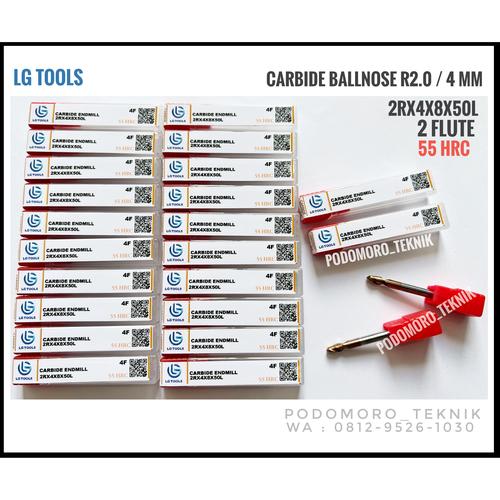 Jual BALLNOSE 4 MM - HARD CUT Ballnose R2 2R x 50L - Merk LG Tools ...
