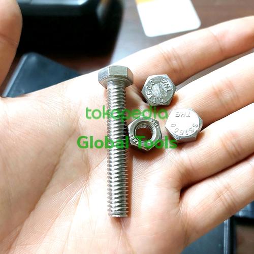 Jual baut mur ss316 5/16x2 baut 12 x 5cm m8x50 marine bolt nut sus 316 ...