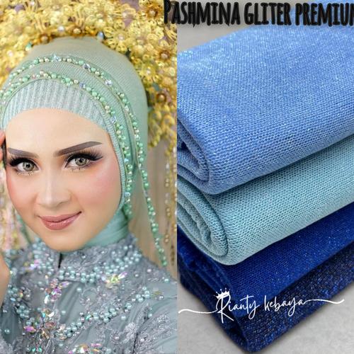 Jual pashmina gliter rajut premium / hijab pengantin rajut - silver, All Size - Jakarta Pusat ...