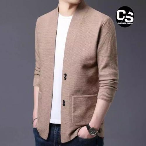 Jual Blazer Pria Korea / Jas Pria Cotton Rajut Halus Premium Style - Cream, M - Kota Cimahi ...