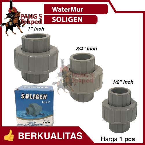 Jual Watermur PVC Soligen 1/2" 3/4" 1" Inch Water Mur Pompa Union ...