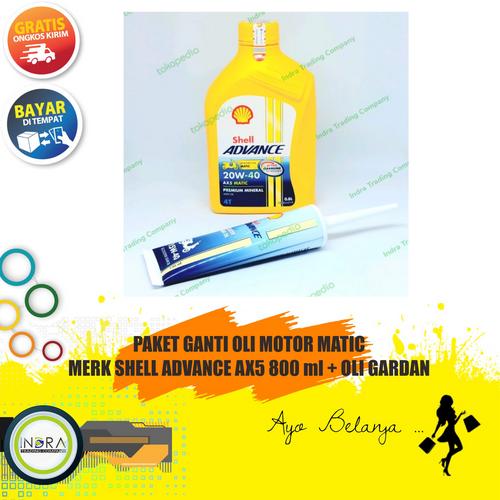 Jual PAKET GANTI OLI MOTOR MATIC MERK SHELL ADVANCE AX5 800 ml + OLI ...