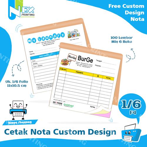 Jual Cetak Nota 1/6 Folio Custom Design Bon Satuan Laundry Restoran ...