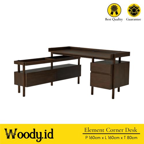 Jual Element Corner Desk Meja Kerja Meja Belajar Pojok Minimalis - Dark ...