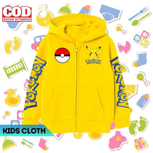 Jual Jaket Hoodie Zipper Anak Pokemon Pikachu 01 - Kuning, M - Kab ...