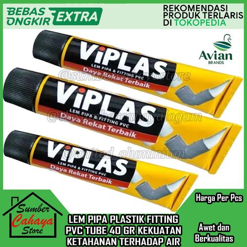 Promo LEM PIPA LIM PVC VIPLAS TUBE PIPE PLASTIK PEREKAT 40 GRAM FITTING ...