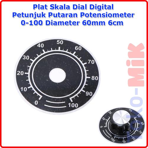 Jual Plat Petunjuk Skala Putaran Potensiometer Dial Scale 0-100 60mm ...