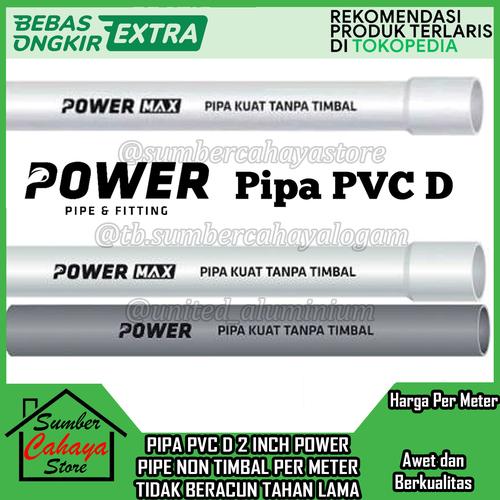 Jual PIPA PVC 2 inch D POWER NON TIMBAL 1 METER PRALON PARALON PIPE ...