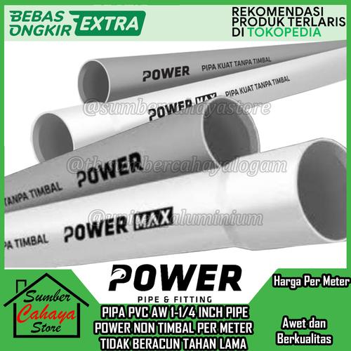 Jual PIPA PVC 1 1/4” INCH AW POWER TEBAL PER METER PRALON PARALON AIR PIPE - Putih - Kota ...