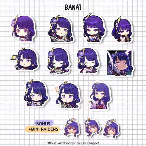 Jual Sticker Pack Raiden Shogun Genshin Impact (11pcs + Bonus) | BANA ...