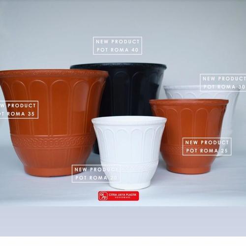 Jual 12 pcs (1 LSN) POT ROMA UKURAN 20 CM WARNA COKELAT BATA PUTIH ...