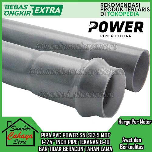 Jual PIPA PVC 1 1/4" POWER SNI S12,5 MOF 1 METER PARALON PRALON FITTING ...