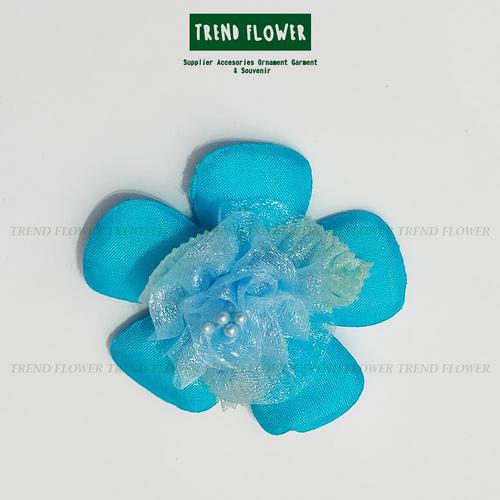 Jual Bunga Tiga Warna Biru Bunga Kain Aksesoris Bunga Cantik Elgant ...