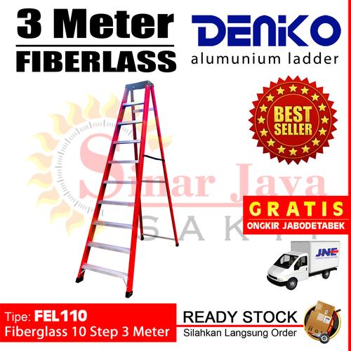 Jual Tangga Fiberglass 8 Step - 3 Meter Denko FEL108 Tangga Lipat PLN 3 ...