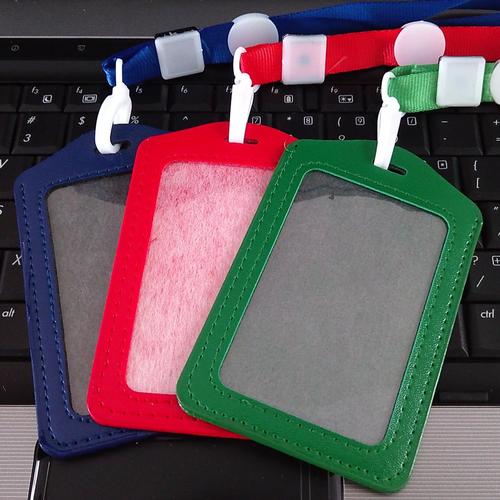 Jual Name Tag kulit pu + tali GANTUNGAN ID CARD 1.5cm WATERPROOF - Biru ...