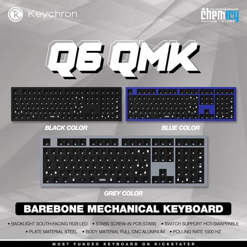 Jual Keychron Q6 QMK 100% Barebone Mechanical Gaming Keyboard - Hitam ...