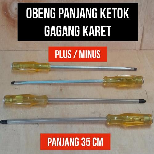 Jual Obeng Panjang Plus Minus 350mm Obeng Besi Ketok Gagang Karet 35cm ...