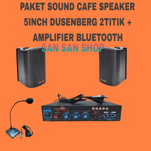 Jual paket sound cafe speaker 5inch / 2titik + amplifier bluetooth mic ...