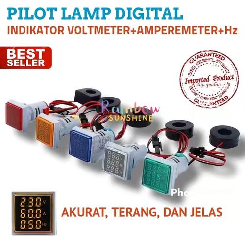 Jual Pilot Lamp Digital Voltmeter+Amperemeter+Hz AD16-22VAH - Kuning ...